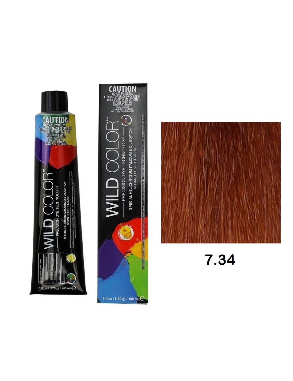 Wild Color Стойкая краска для волос 180 мл - Wild Color 7.34 7GC Блонд золотисто-медный