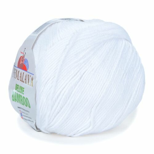 Пряжа Himalaya Deluxe Bamboo 124-01 белый (100г/250м, упаковка 5 мотков)
