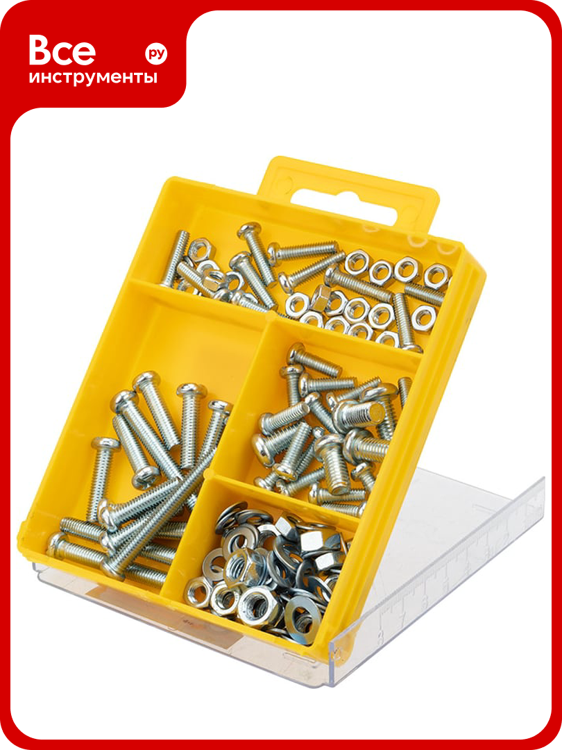 Набор саморезов, винтов и гаек KRANZ 132 шт. KR--09, для соединения разнообразных деталей