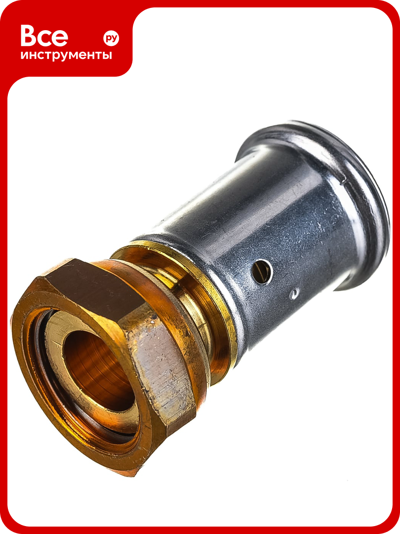 Муфта HENCO накидная гайка, плоское уплотнение, латунь пресс, 20x1/2" 26P-20Z04, коррозионностойкая конструкция
