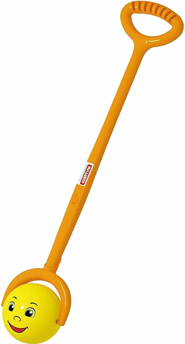 Детская каталка "Колобок" с ручкой, развивающая игрушка для малышей, машинка-каталка для дома и улицы