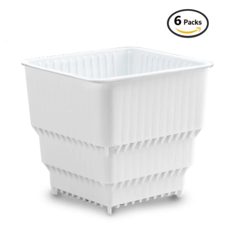 6 шт./упаковка, пластиковые квадратные горшки для растений, Large, Белый