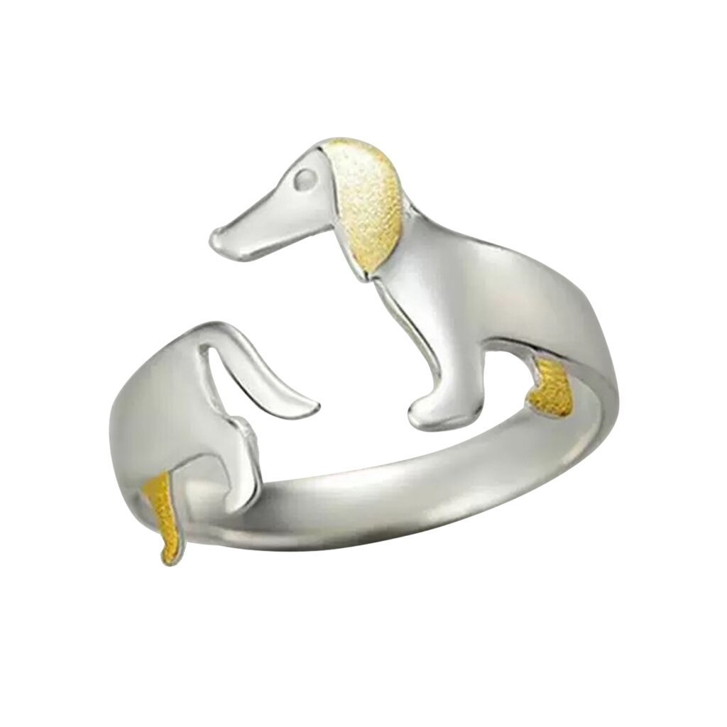 Симпатичные открытые кольца для собак таксы и милых животных Открытые кольца Эффектные ювелирные изделия