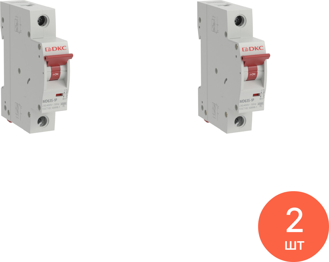 Автоматический выключатель DKC / ДКС YON MD63S max модульный, 1P 32А характеристика С, 4.5кА, MD63S-1PC32 / электроавтомат (комплект из 2 шт)