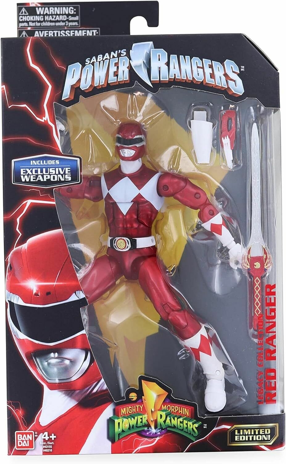 Bandai/Power Rangers-Ограниченная серия 6-дюймовых Красных Рейнджеров, эксклюзивное оружие