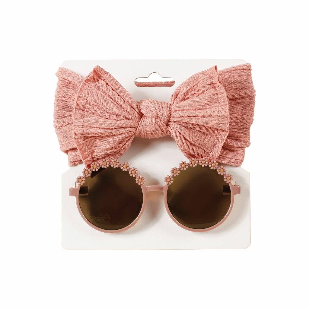 Очки солнцезащитные, Набор солнечных очков и повязки с бантом для младенцев - 4, 1 комплект