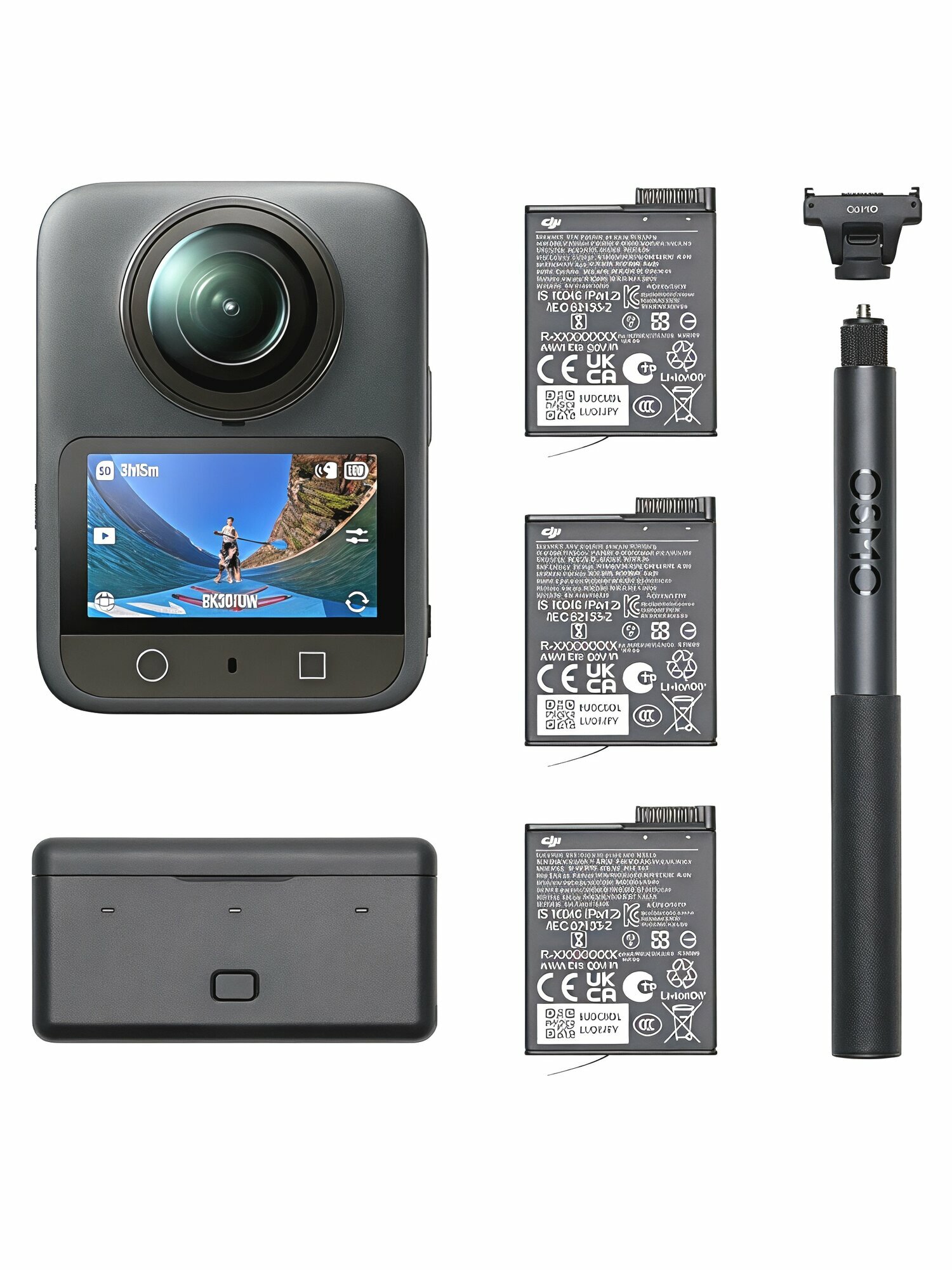 Экшн-камера DJI Osmo 360 Adventure Combo, 128 ГБ встроенного хранилища, 1-дюймовое 360° измерение, 120МП 360° Фото