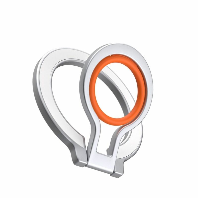 Магнитное кольцо для мобильного телефона MagSafe с металлическим кронштейном-Серебристо-оранжевый