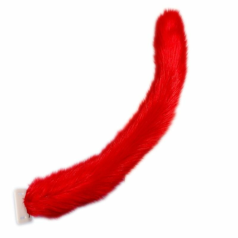 Плюшевый имитирующий кошачий хвост реквизит для косплея tail-красный