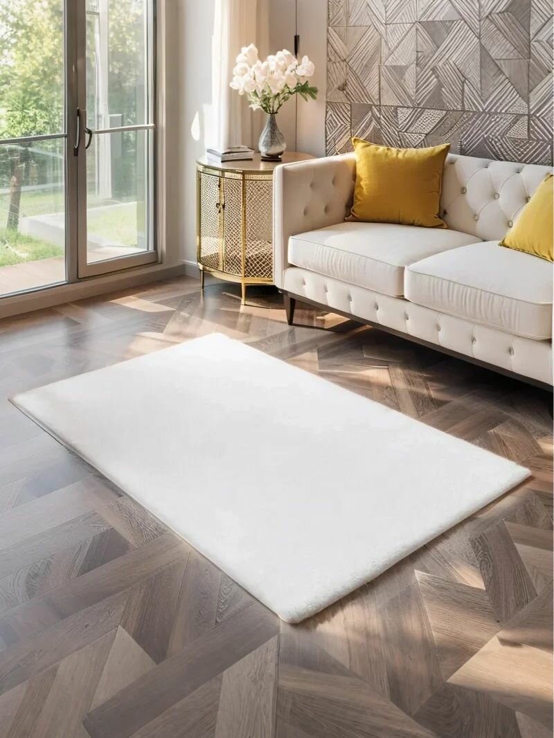 Ковер, материал из искусственного кроличьего меха, мягкий и удобный, замшевое нескользящее дно, может использоваться в спальне гостиной детской комнате 130x180CM