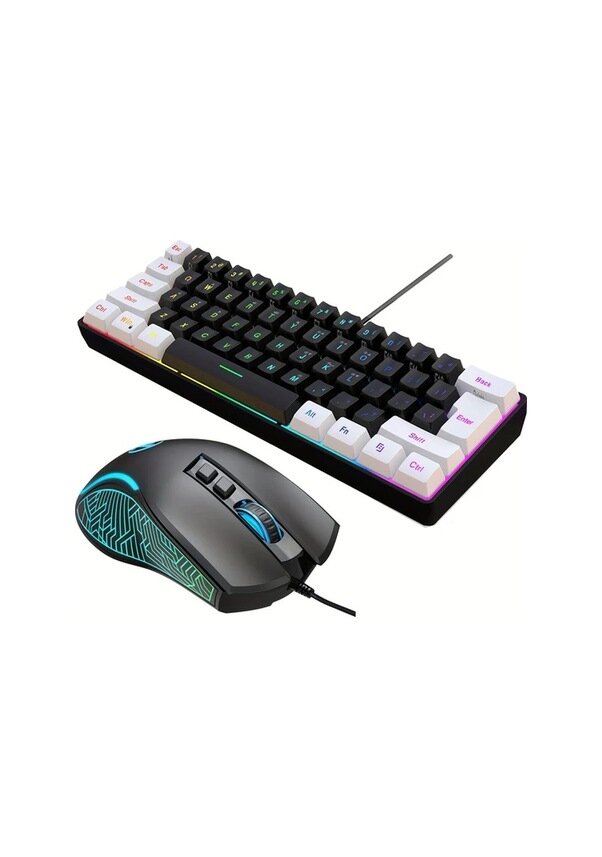 Комплект игровой клавиатуры и мыши V700 X100 RGB, мини-беспроводная клавиатура с 61 клавишей и специальной подсветкой, эргономичный дизайн для ПК, ноутбуков и Mac, оптическая мышь