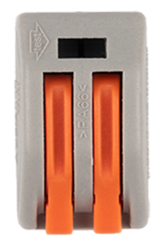 Клемма для проводов Jazzway / Джазвэй PTC-2P 222-412, монтажная с рычагом двухпроводная, 32А, корпус пластик, серый, 1шт. / зажим