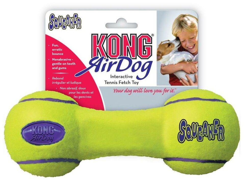 Конг ASDB1 Игрушка Squeaker Dumbbell Регби желтый большой17,5см