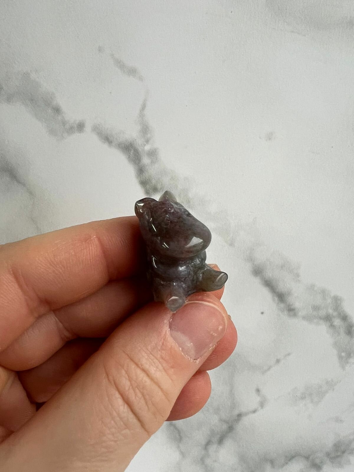 Фигурка-сувенир мини "Мумий тролль" из натурального камня Агат моховой, 25*15мм