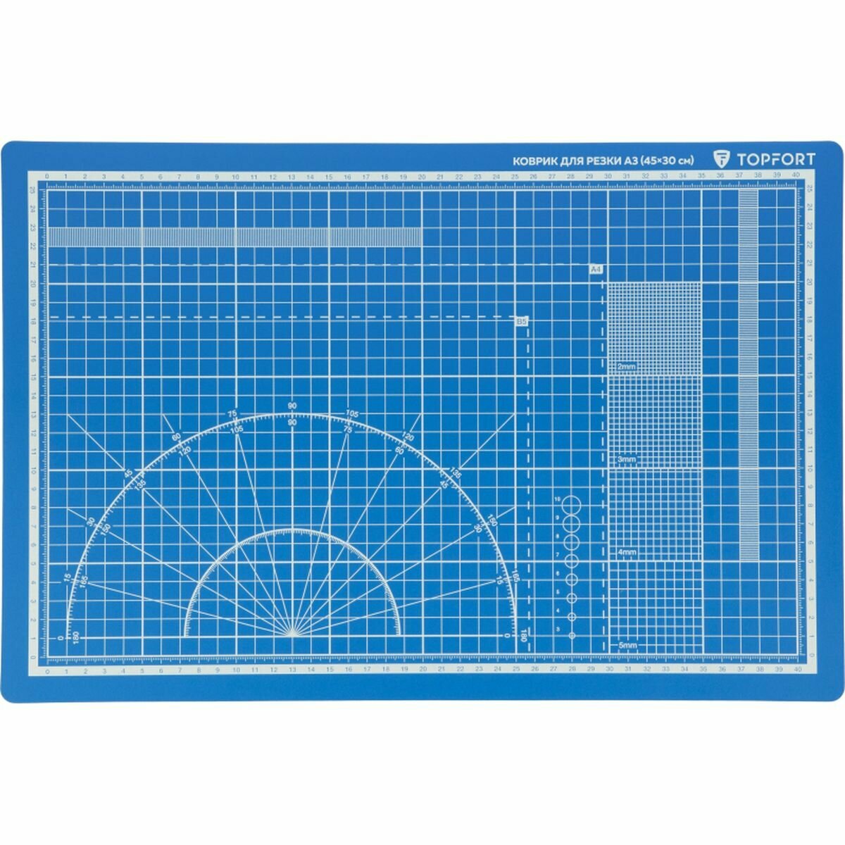 Коврик для резки Topfort пятислойный, А3, 450х300см, двухсторонний, синий (1881510), 12шт.