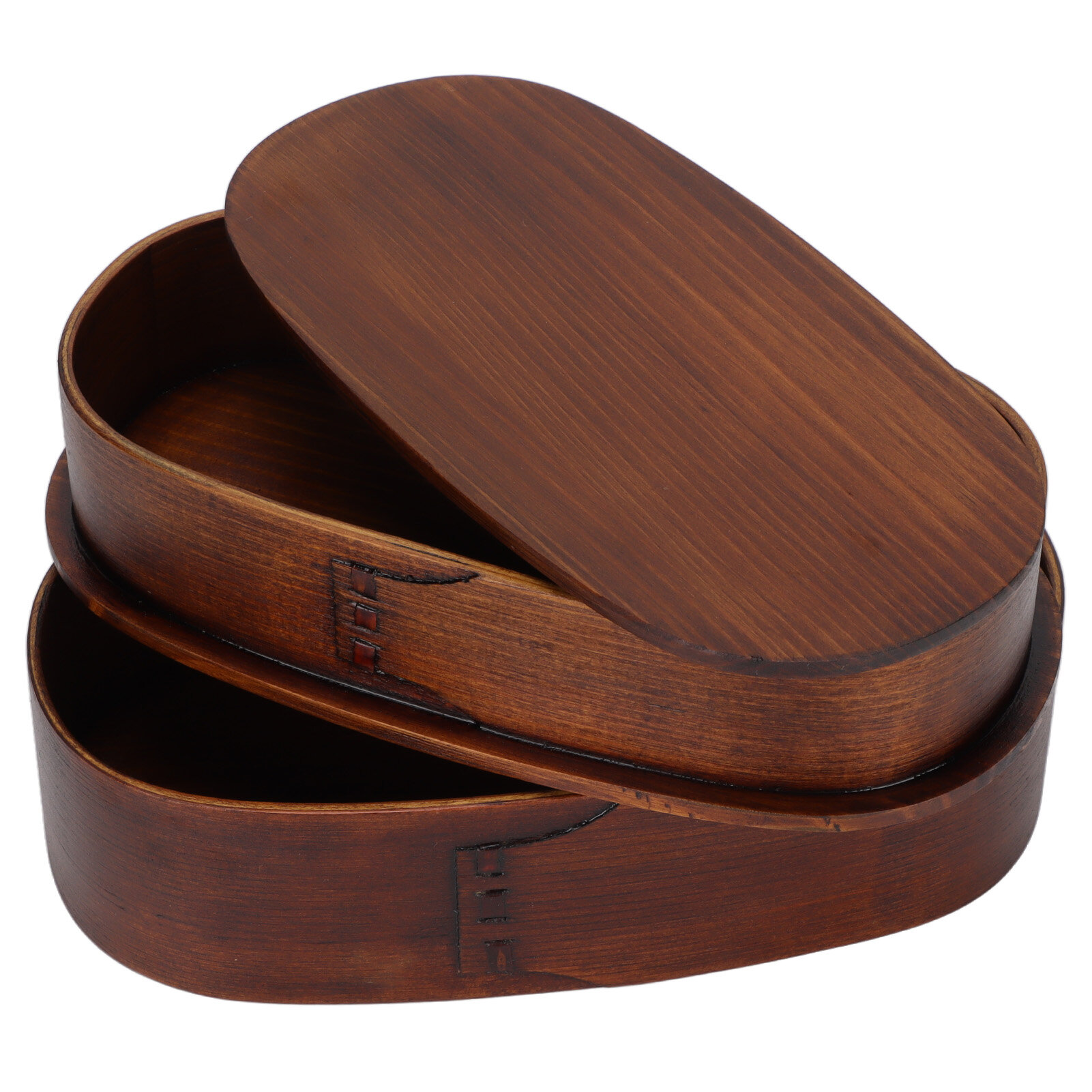 2-слойная японская коробка бенто, деревянные контейнеры для хранения продуктов питания для детей и взрослых, походов, скалолазания, офиса, школы