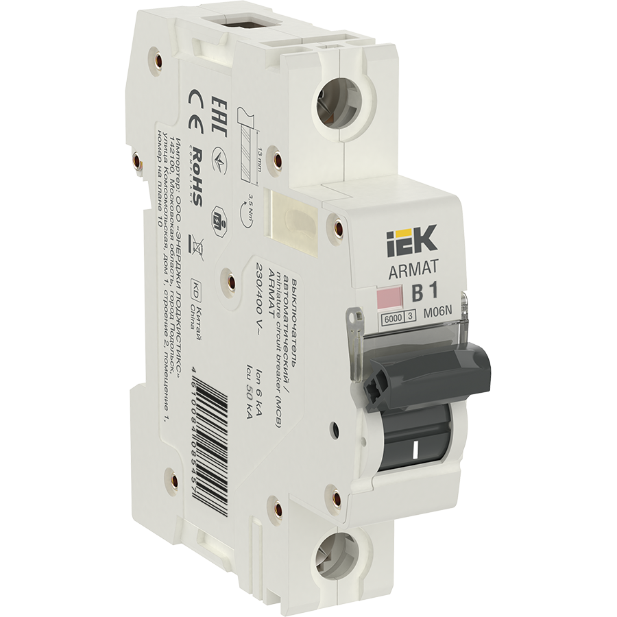 ARMAT Автоматический выключатель M06N 1P B 1А, IEK AR-M06N-1-B001 (1 шт.)