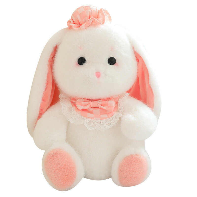 Shawl bunny stuffed animal with plush short hair for kids birthday gift and decoration