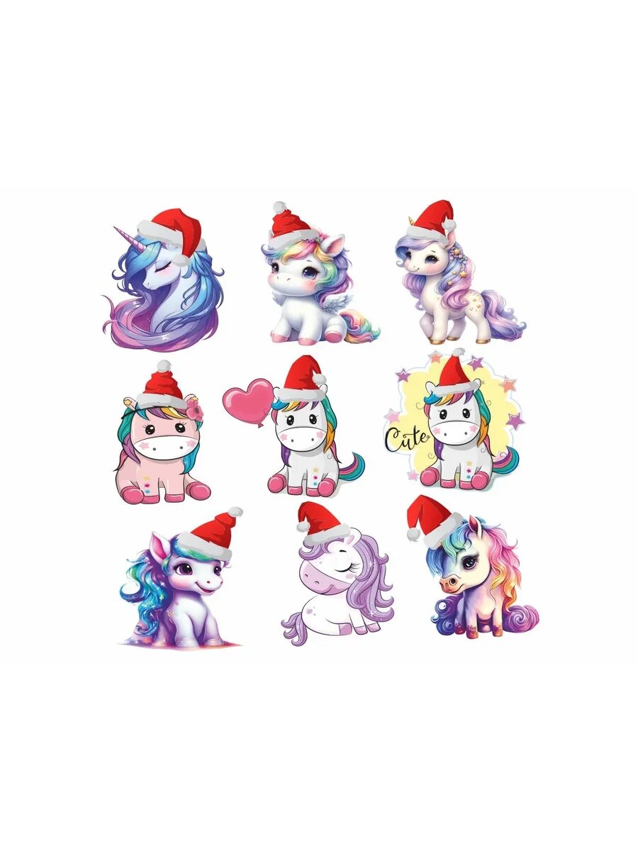 Набор наклеек "Новогодняя лошадка (единорог)" 250х250мм