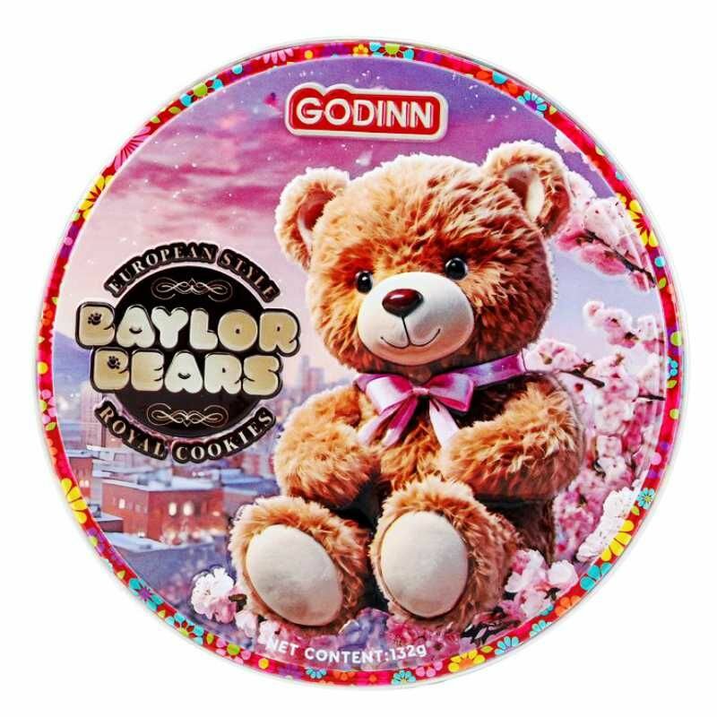 Печенье GODINN Baylor Bears Butter cookies Ассорти сдобного печенья Мишка /жесть/ 132г