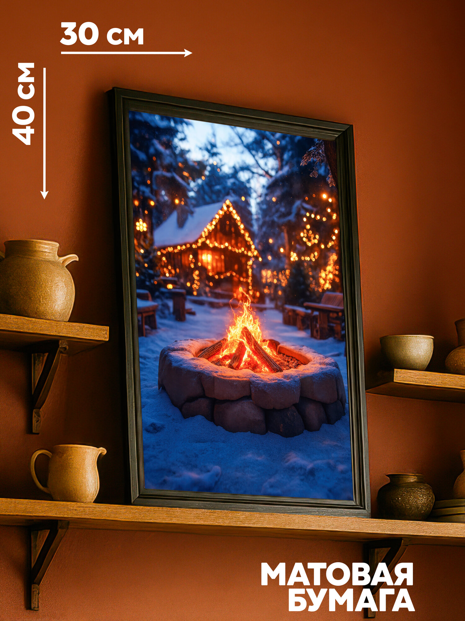 Постер - фотография Очаг из серии Новый год - на стену, принт, плакат для интерьера - Casa Paterna New Year