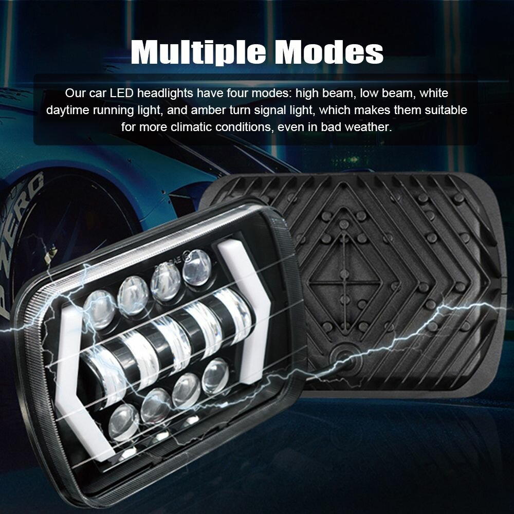 Автомобильные фары со стрелками влево и вправо 5x7 подходят для JEEP Jeep Wrangler пара черных