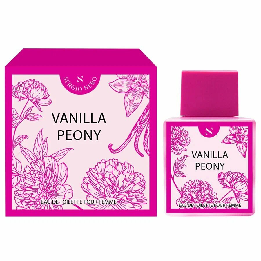 Туалетная вода Sergio Nero "Vanilla Peony", женская, цветочный фруктовый аромат, 50 мл