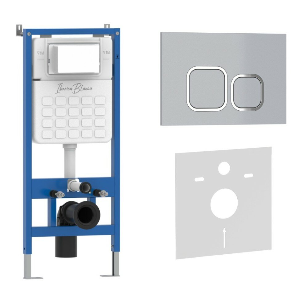 Комплект 2в1 IBERICA BLANCA инсталляция SILENCIO, кнопка смыва ESTI-Q хром матовый (IB001.834)