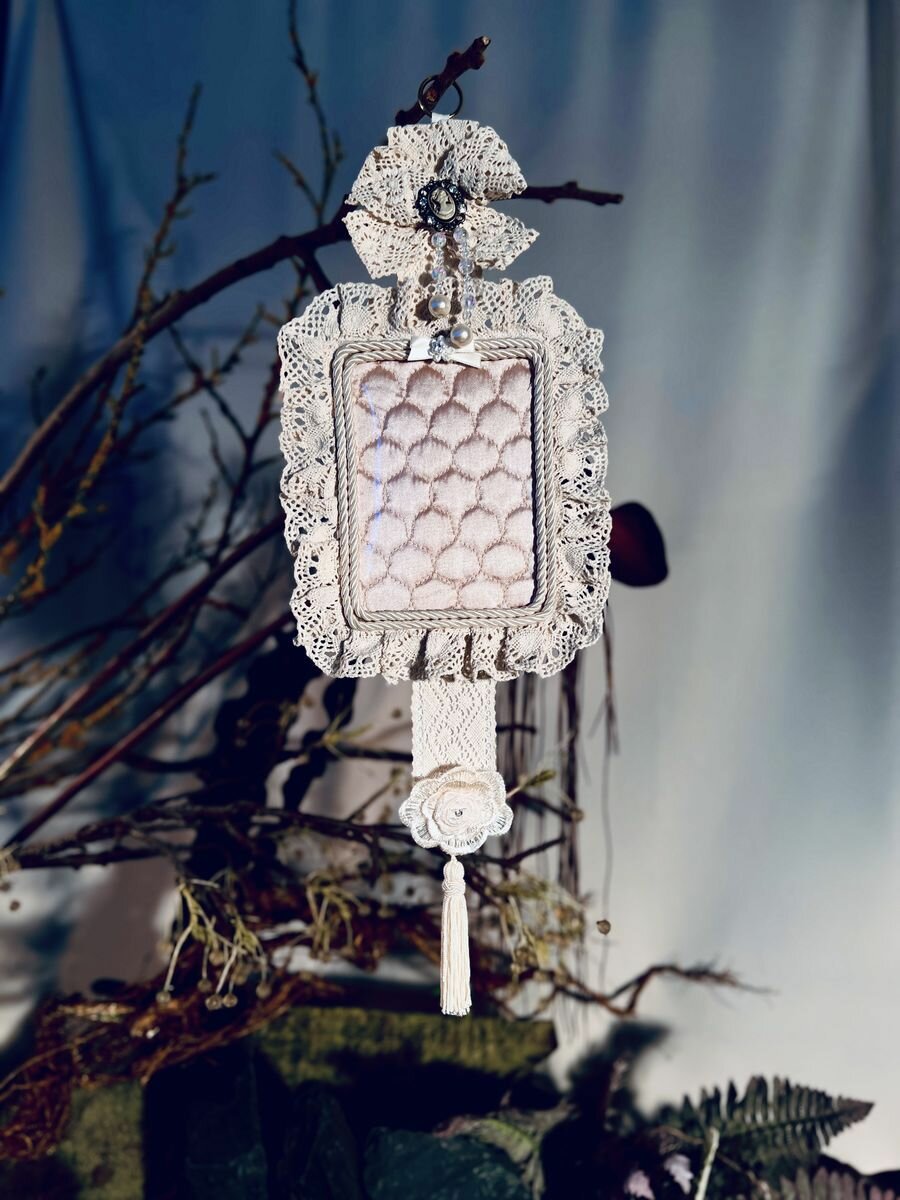 Фоторамка Ajourele, 9x12, бежевая, текстиль/пластик, для фото 9 см x 12 см