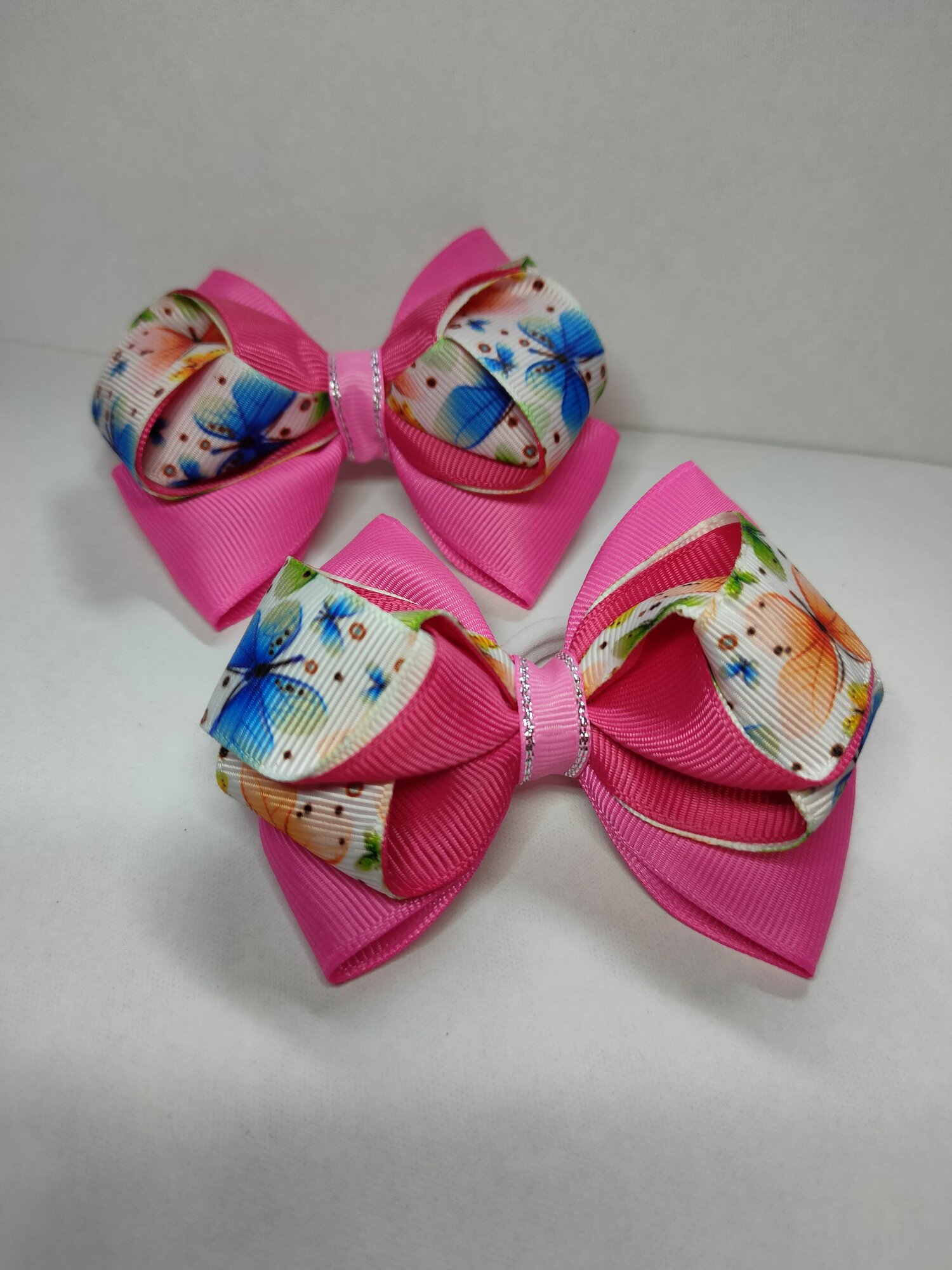 Бантики для волос на резинке, розовые ручная работа 2 шт