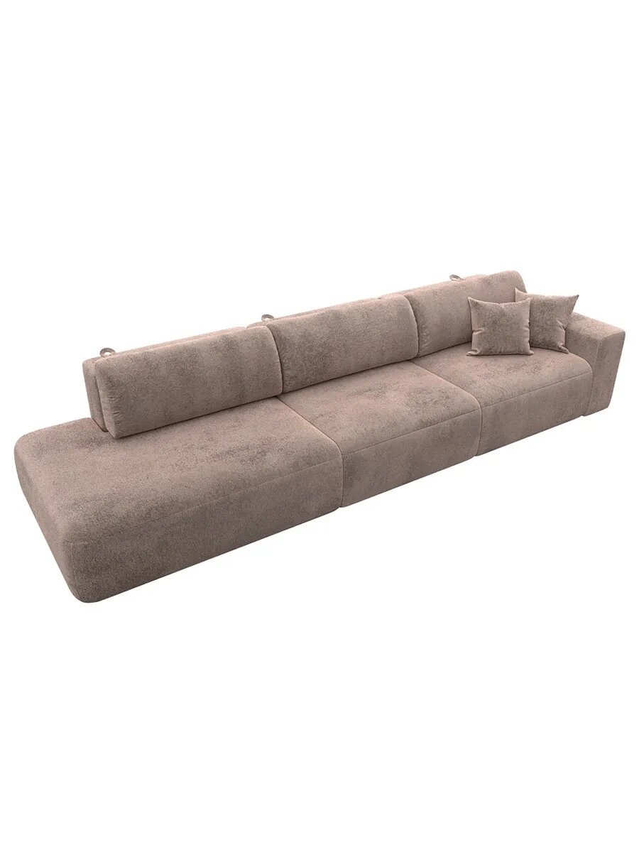 Большой прямой диван Столица со спальным местом 290х160 см, пружинный матрас, ящик для белья, подлокотник справа, велюр