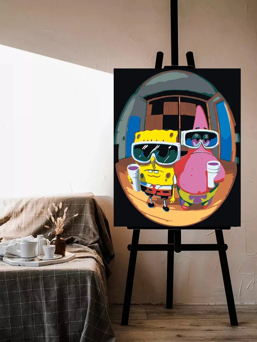 Картина по номерам Тусовные Спанч Боб и Патрик Губка Боб