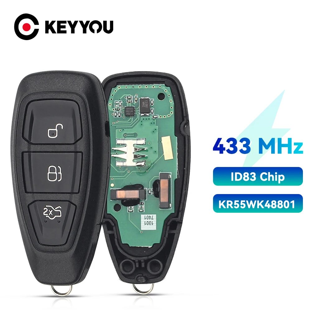 KEYYOU 433/434 МГц 4D63 ID83 80Bit чип KR55WK48801 для Ford Focus C-Max Mondeo Kuga Fiesta B-Max умный дистанционный ключ для автомобиля без ключа