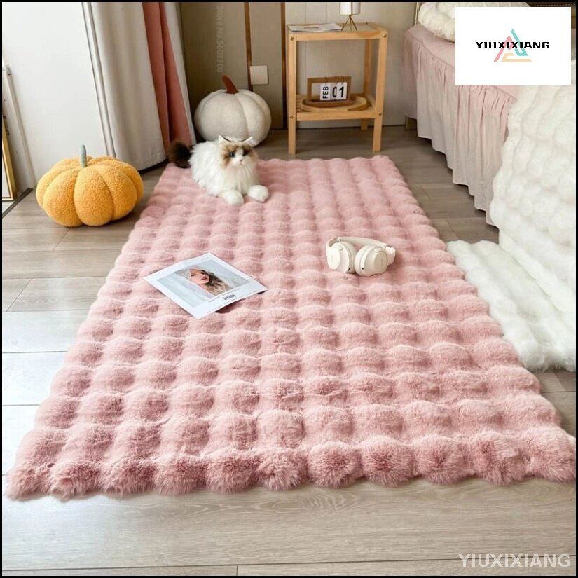 Эксклюзивный бежевый ковер WESSD 50x180 см из искусственного меха кролика