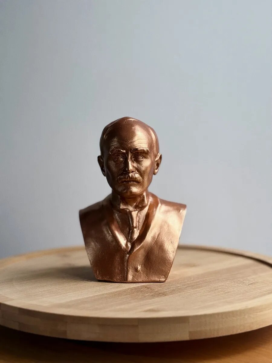 Статуэтка Редьярд Киплинг, 13 см, бюст из гипса в бронзовом цвете, ручная работа — фото 1