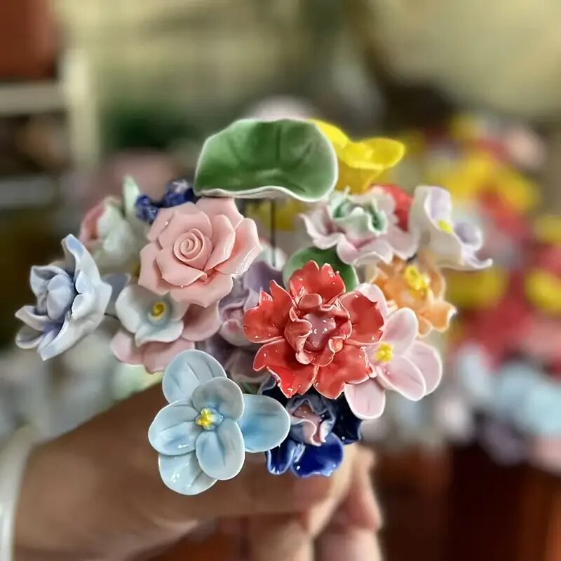 10 шт. случайный керамический цветок, ручная защелка, случайный сказочный цветок, китайские керамические цветы «сделай сам», подходят для Дня святого Валентина