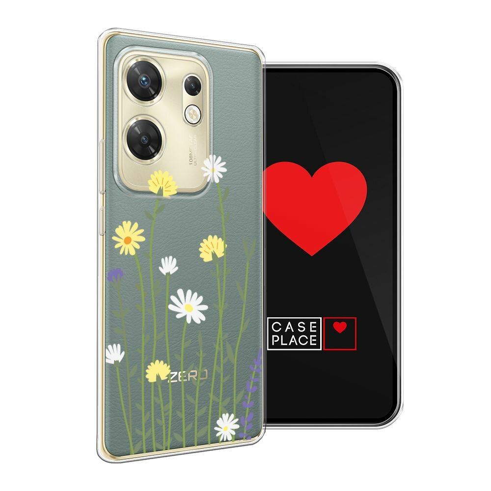 Чехол на Infinix Zero 30 4G / Инфиникс Зеро 30 4G с принтом "Пучок полевых цветов", прозрачный — фото 1