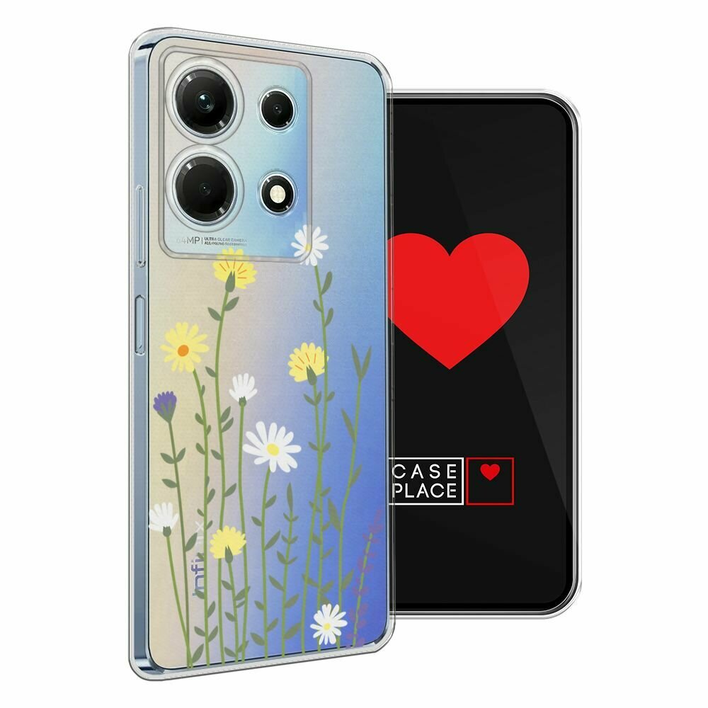Чехол на Infinix Note 30 4G / Инфиникс Нот 30 4G с принтом "Пучок полевых цветов", прозрачный — фото 1