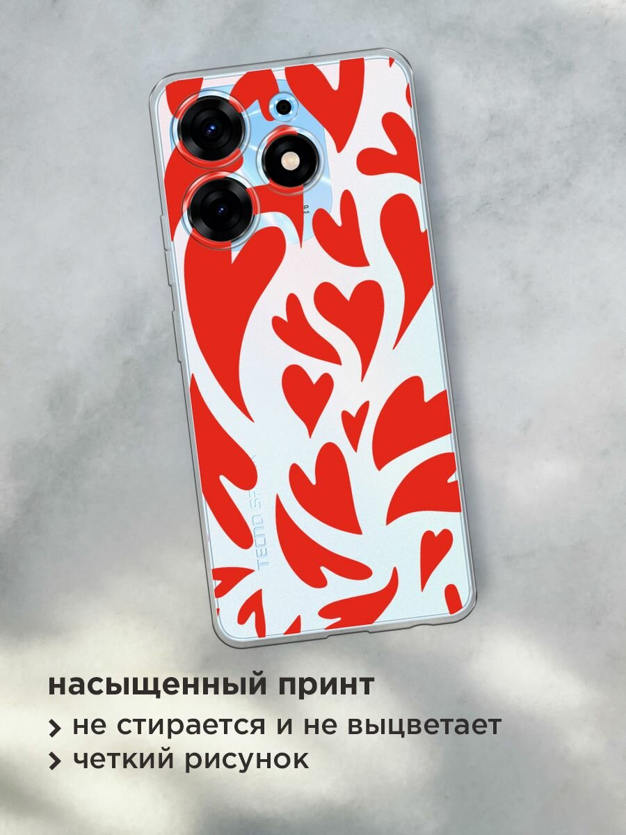 Чехол на Tecno Spark 10 Pro / Текно Спарк 10 Про с принтом "Crazy hearts 2 - 14 февраля", прозрачный — фото 1