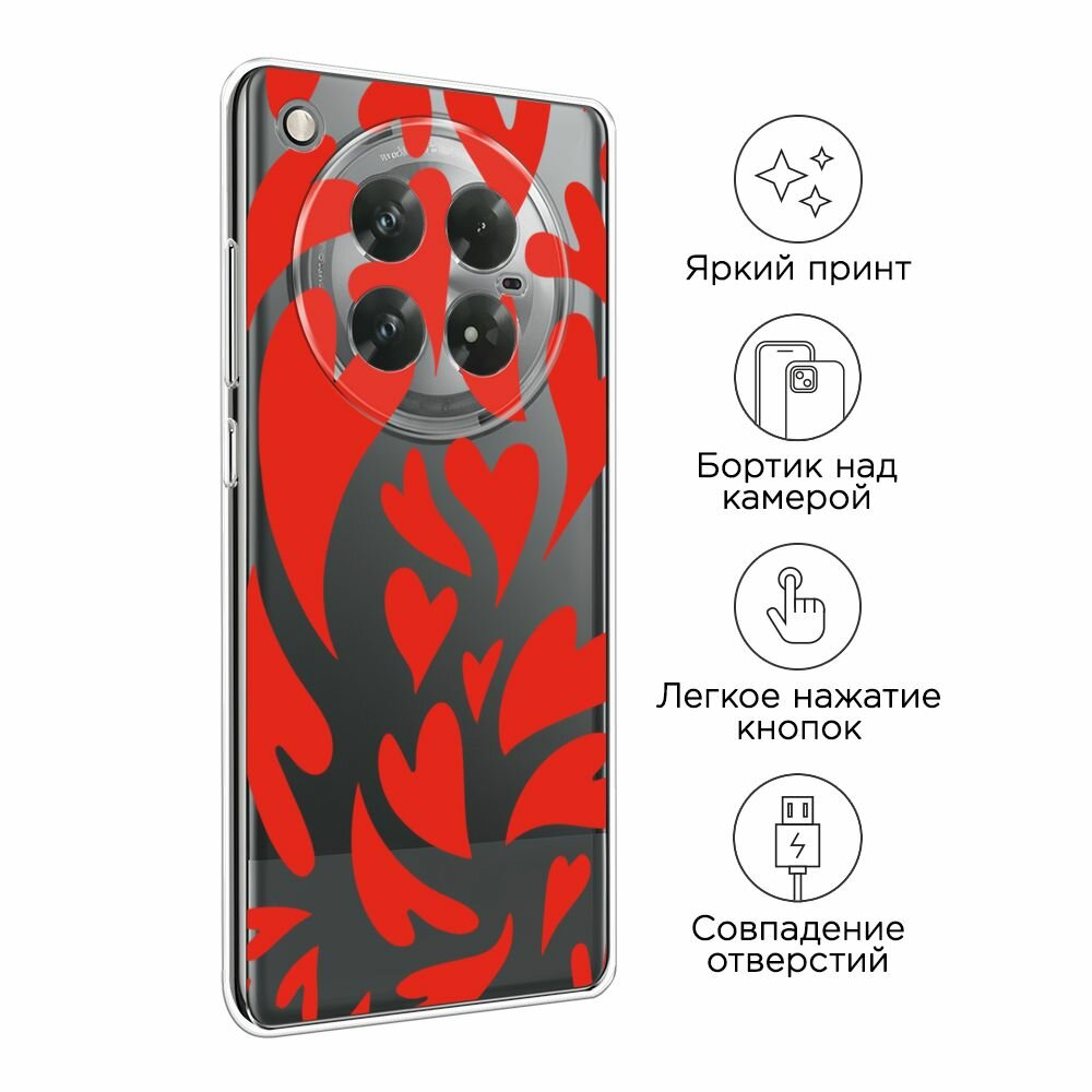 Чехол на Infinix Zero 40 5G / Инфиникс Зеро 40 5G с принтом "Crazy hearts 2 - 14 февраля", прозрачный — фото 1