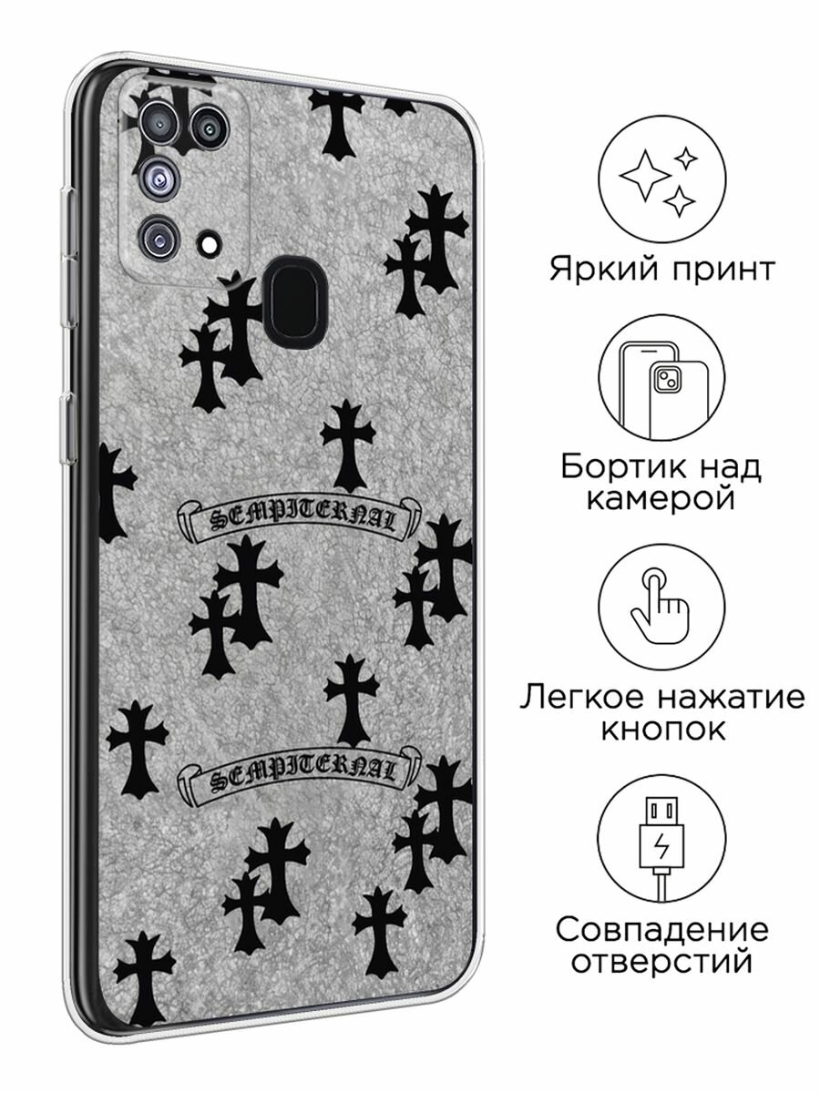 Чехол на Samsung Galaxy M31 / Самсунг Галакси М31 с принтом "Кресты паттерн 3" — фото 1