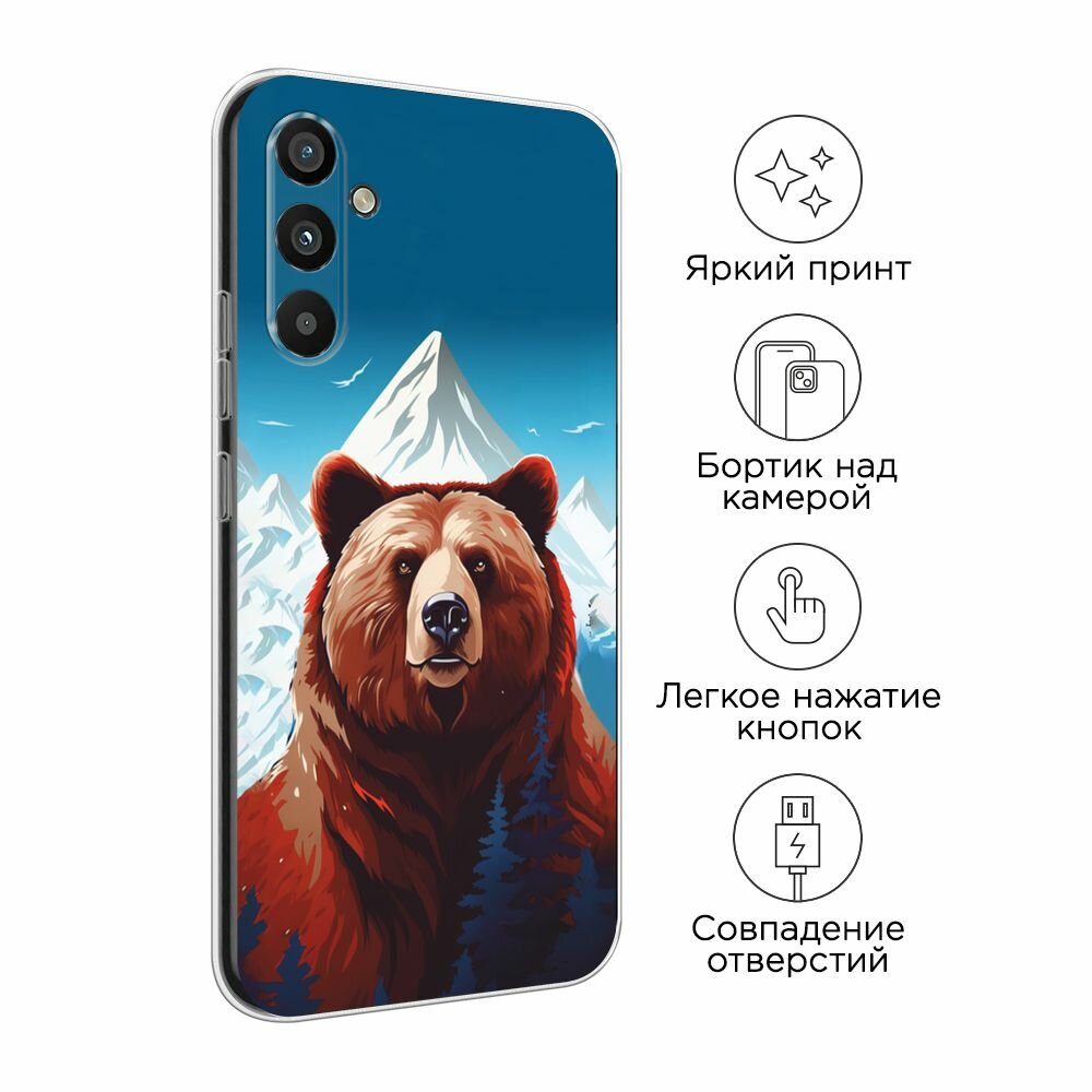 Чехол на Samsung Galaxy A34 / Самсунг A34 с принтом "Горный медведь - 23 февраля" — фото 1