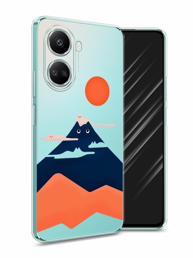 Чехол на Huawei nova 10 SE / Хуавей Нова 10 SE с принтом "Кот-гора", прозрачный
