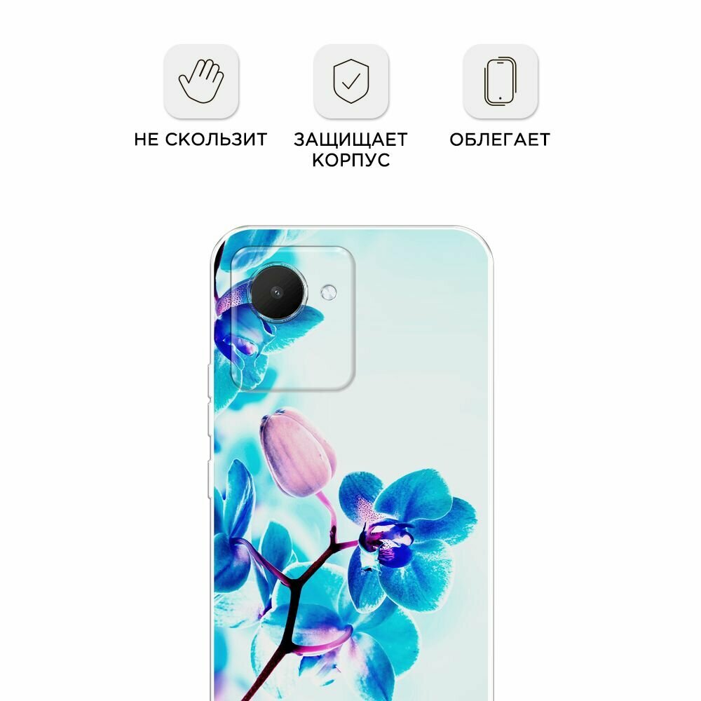 Чехол на Realme C30 / Реалми C30 с принтом "Голубая орхидея" — фото 1