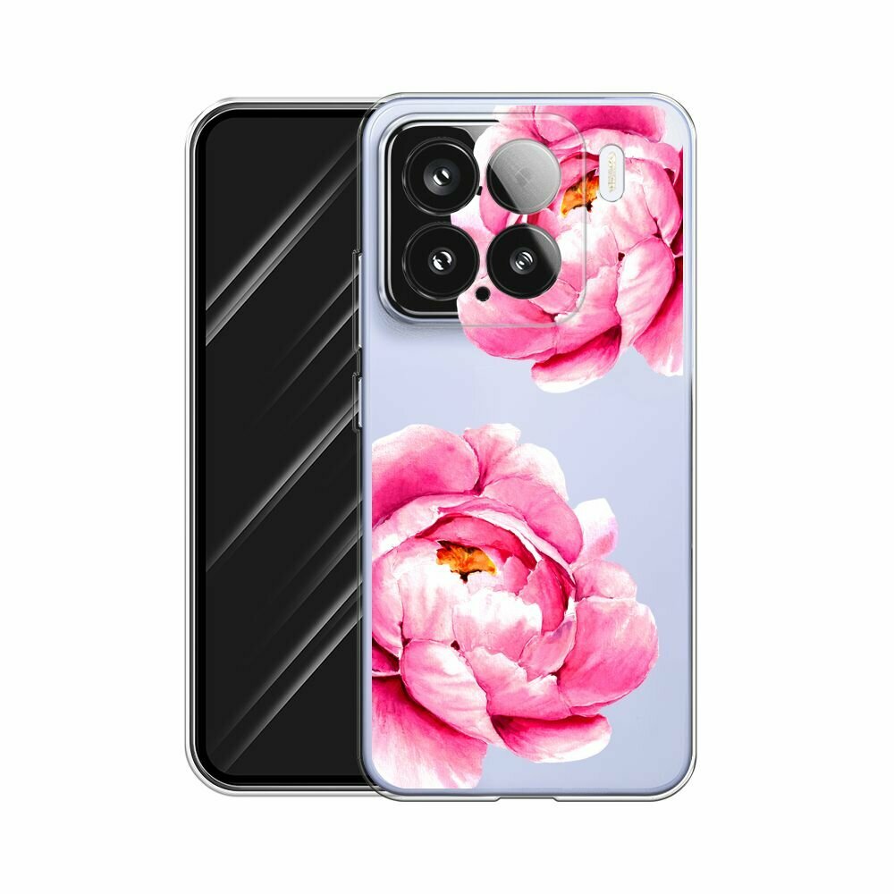 Чехол на Xiaomi 15 / Сяоми 15 с принтом "Open peonies", прозрачный — фото 1