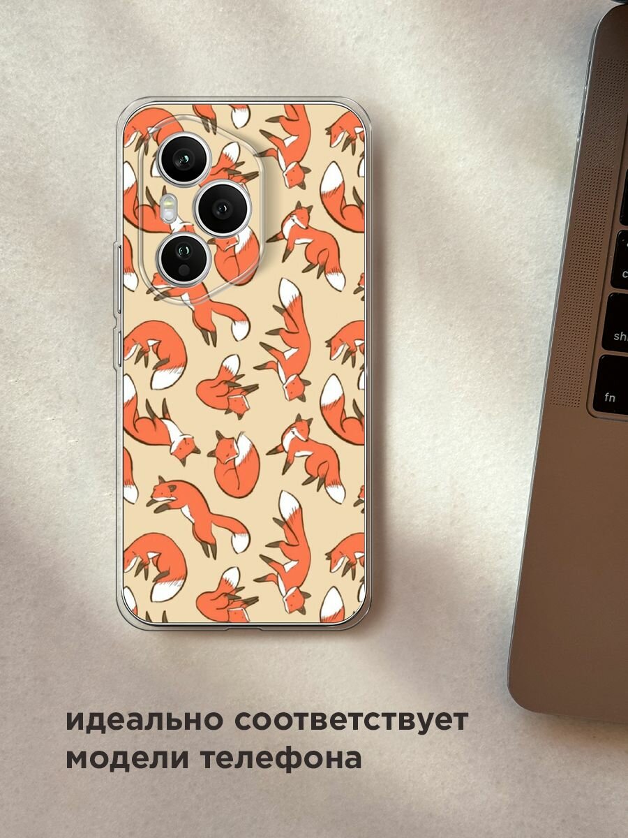 Чехол на Honor 400 Pro / Хонор 400 Про с принтом "Лисички фон" — фото 1