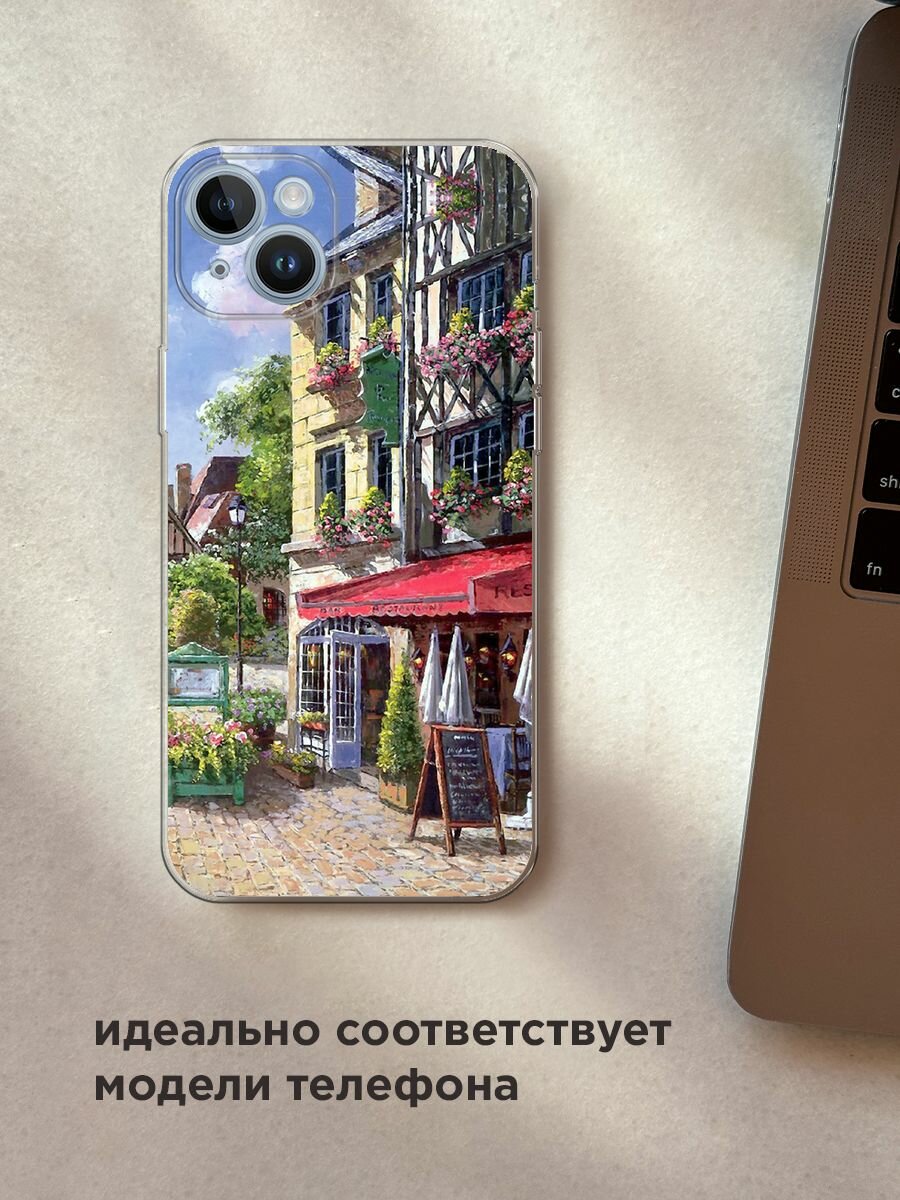 Чехол на Apple iPhone 14 / Айфон 14 с принтом "Старая улица" — фото 1