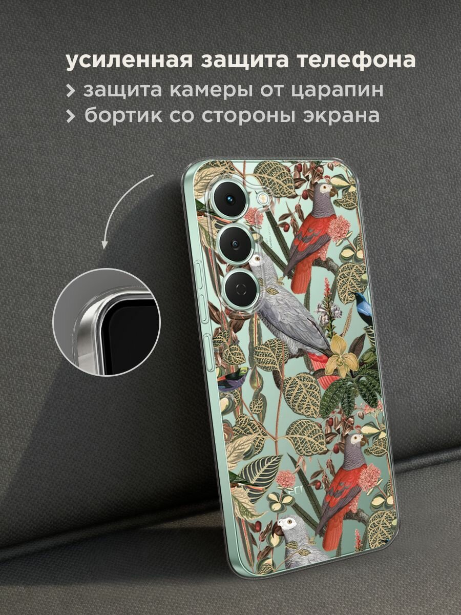 Чехол на Tecno Spark 40 Pro / Текно Спарк 40 Про с принтом "Tropical pattern", прозрачный — фото 1