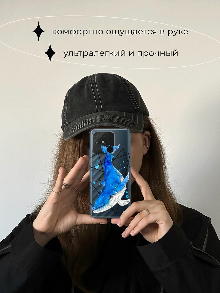 Чехол на Realme Narzo 50A / Реалми Нарзо 50A с принтом "Кит графика", прозрачный — фото 1
