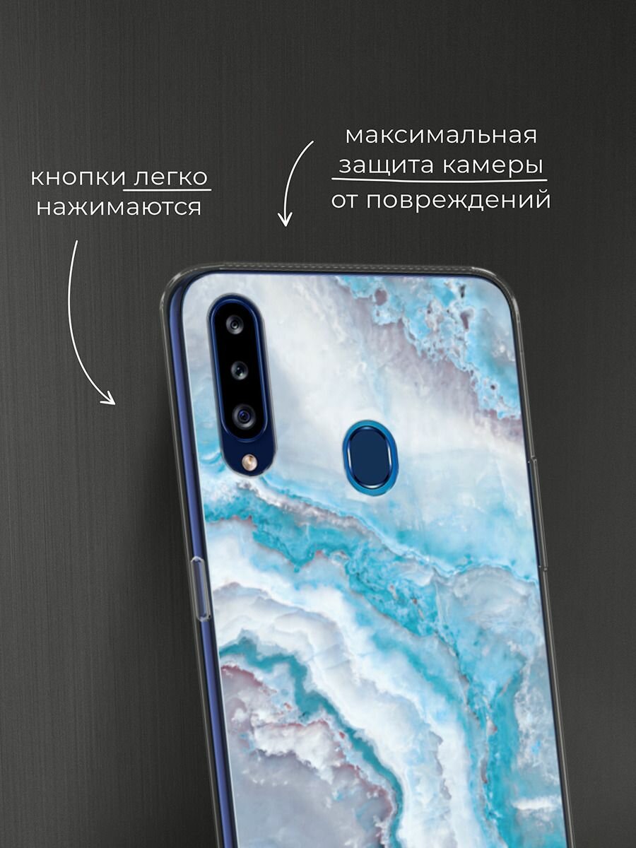 Чехол на Samsung Galaxy A20s / Самсунг Галакси A20s с принтом "Нежно-голубой мрамор" — фото 1